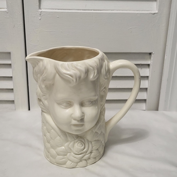 Bazzars World | Kitchen | 7 Tall Vintage Ceramic Pitcher Angel Face ...